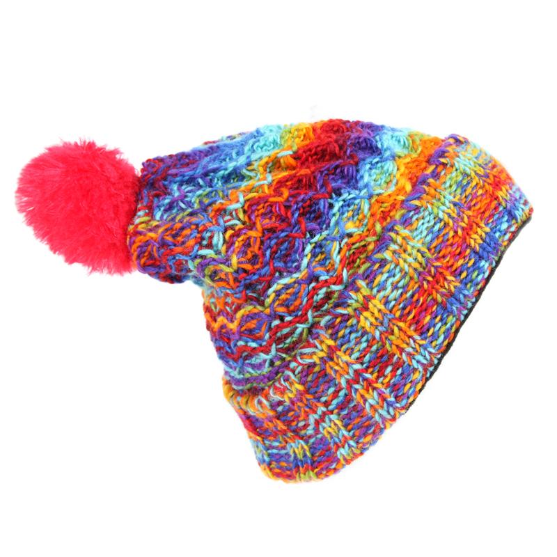 Chunky Knit Rainbow Bobble Hat – The Hippy Clothing Co.