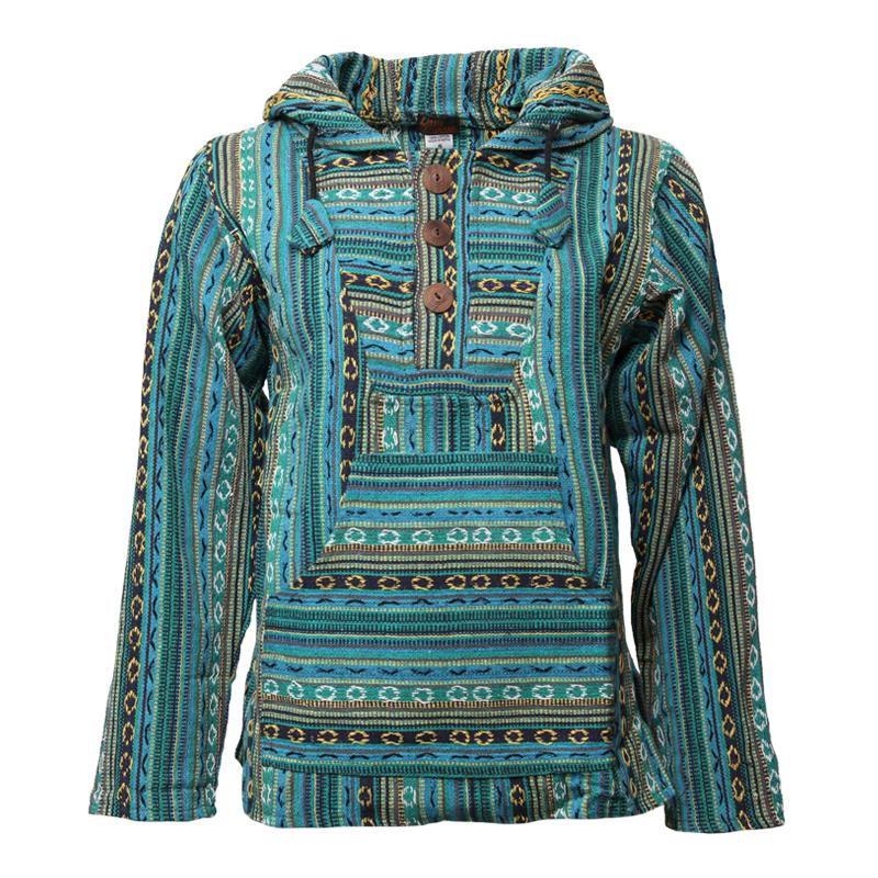 Green Gheri Cotton Hooded Baja – The Hippy Clothing Co.