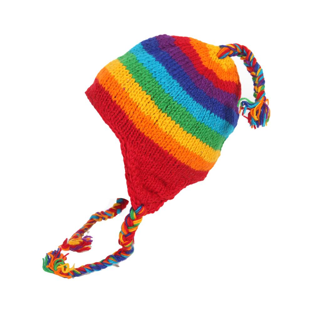 Wool Rainbow Hat With Ear Flaps – The Hippy Clothing Co.